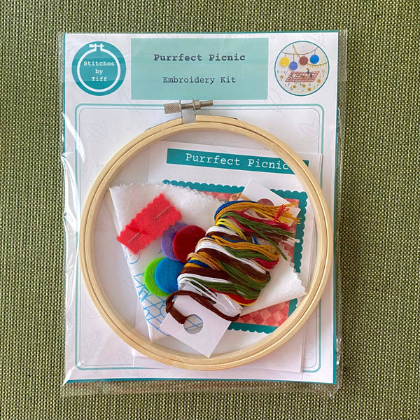 Picnic Cat Embroidery Kit - The Mayflower Florist